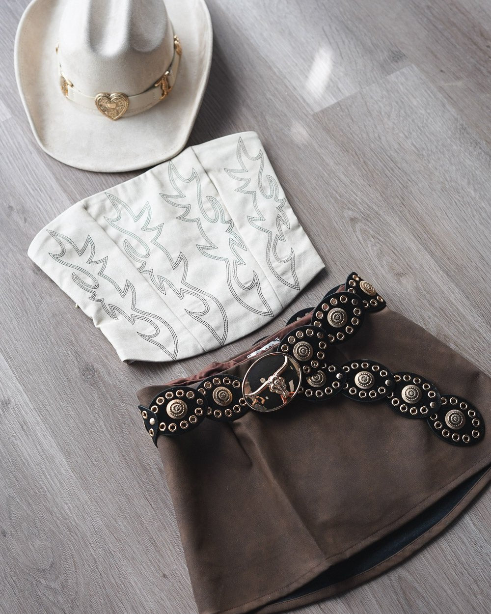 Cream Faux Leather Embroidered Western Cowboy Corset Top – Cindy Jane ...
